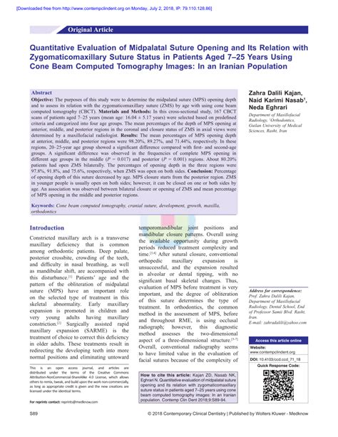 Pdf Quantitative Evaluation Of Midpalatal Suture Opening And Its Relation With