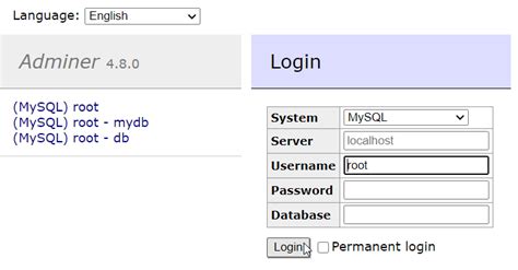 How To Enter Adminer Without Password Stack Overflow