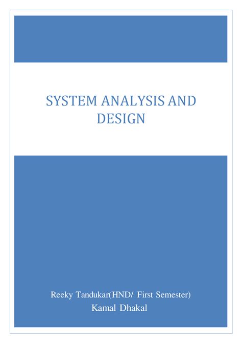 System Analysis And Design Report Docsity