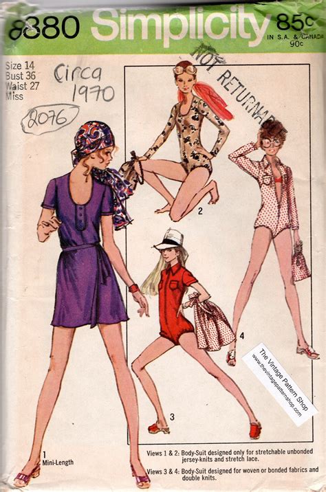 1970 Vintage Sewing Pattern B36in Body Suits Mini Skirt And Bag 2076 By