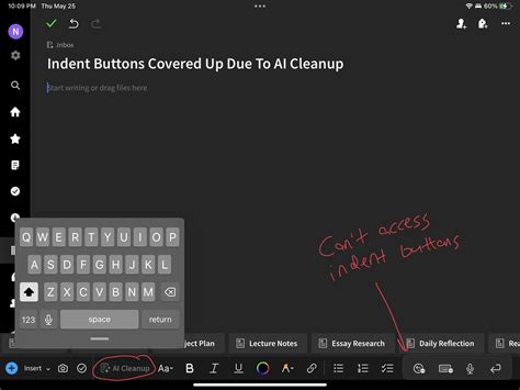 Indent Buttons Covered Up Due To New ‘ai Cleanup Button In Bottom Bar