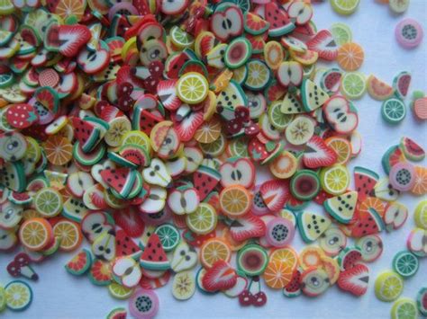 Sale 100 Pcs Polymer Fimo Clay Cane Fruit Slices Mix For Kawaii