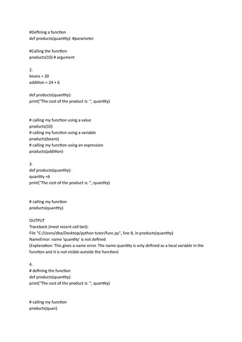 discussion assignment 1 for submission of exams defining a function def products quantity