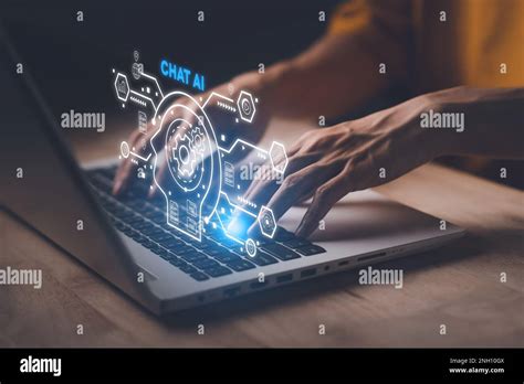 chatbot growing with artificial intelligence or ai businessman using notebook laptop with