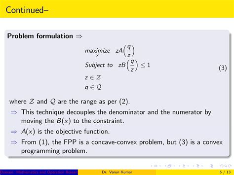Fractional Programming A Tool For Optimization Ppt