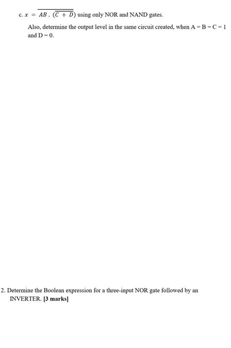 Solved C X AB C D Using Only NOR And NAND Gates Also Chegg Com