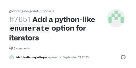 Add A Python Like `enumerate` Option For Iterators · Issue 7651