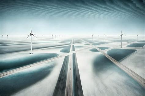 Premium Ai Image Green Ecological Power Energy Generation Wind Farm