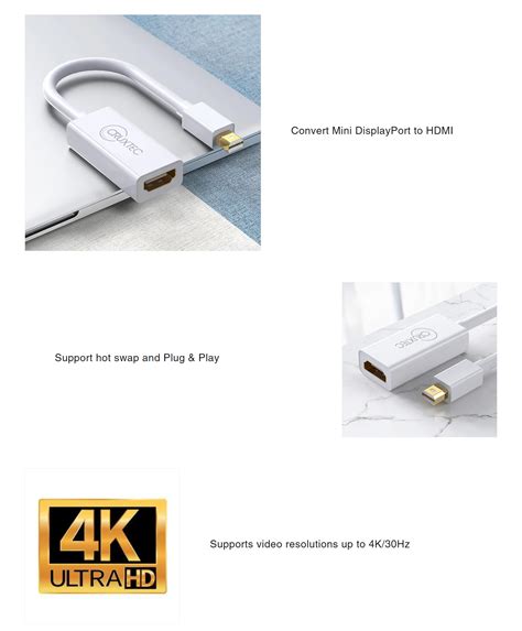 Cruxtec Mini DisplayPort Male To HDMI Female White Cable Adapter Cm Msy Com Au