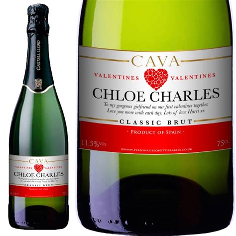 Personalised Valentines Cava Personalised Bottle Labels