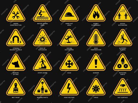 Желтые предупреждающие символы треугольник знаки с символами опасности внимание камеры