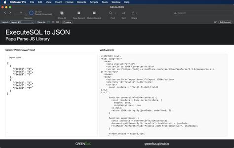 Sql To Json In Filemaker Using Papa Parse Greenflux Blog