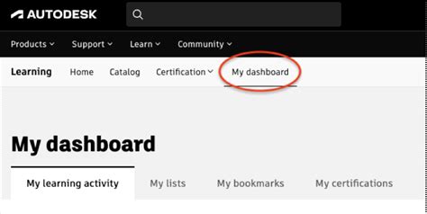 Autodesk Learning And Certification Dashboard