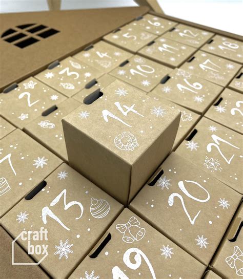 Коробка адвент календарь домик 550х410х60 мм Под Заказ Craftbox Крафтбокс Крафт