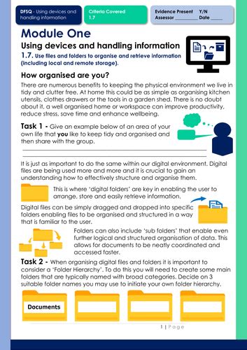 digital functional skills mod 1 using devices and handling information 1 7 organising