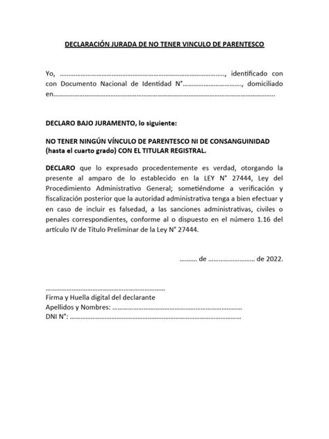 Declaracion Juradade Consanguiniedad Pdf