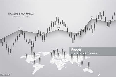 비즈니스 및 금융 개념 보고서 및 회색 배경에 대한 투자에 대한 주식 시장 그래프 또는 외환 거래 차트 벡터 일러스트레이션 0명에 대한 스톡 벡터 아트 및 기타 이미지