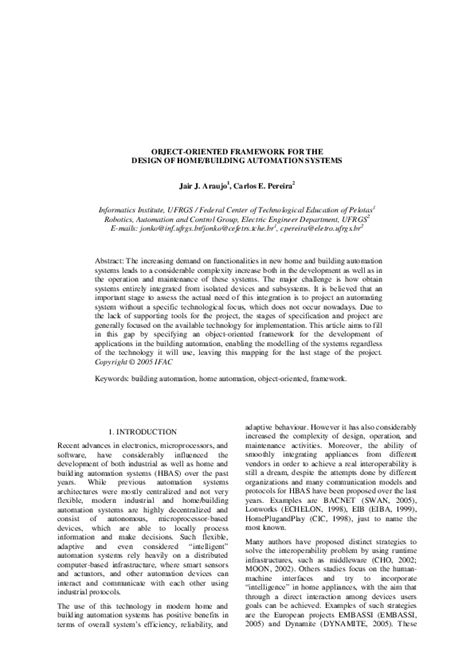 Pdf Object Oriented Framework For The Design Of Homebuilding