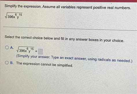 Solved Simplify The Expression Assume All Variables Chegg