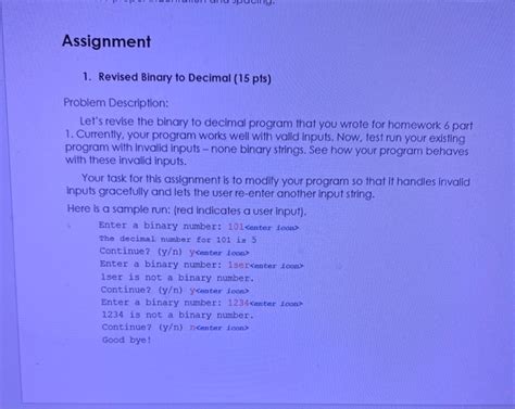 solved assignment 1 revised binary to decimal 15 pts