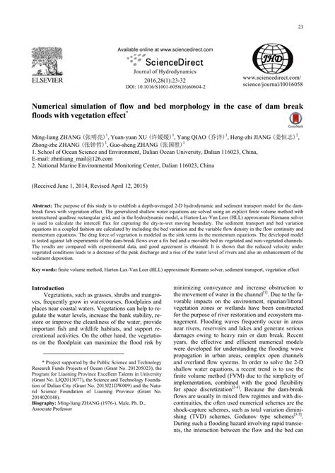 pdf numerical simulation of flow and bed morphology in the case of