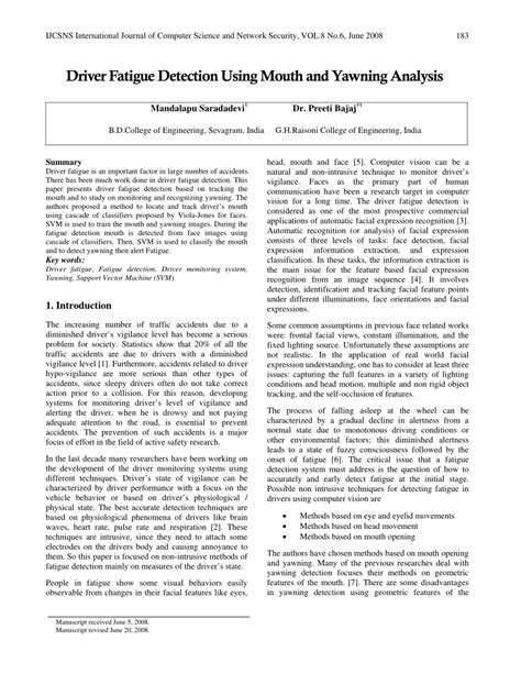 Pdf Driver Fatigue Detection Using Mouth And Yawning Analysis