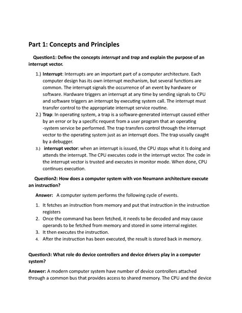 Question1 Define The Concepts Interrupt And Trap And Explain The