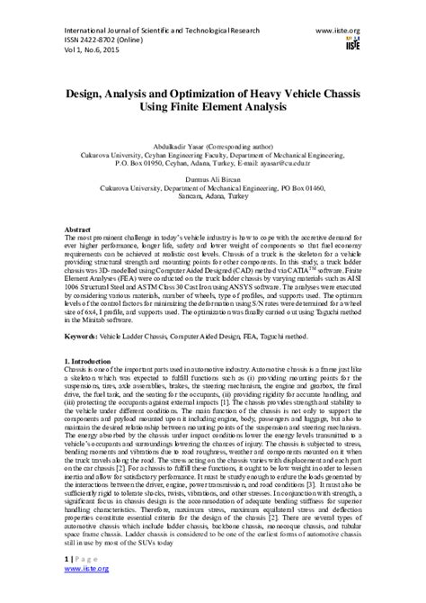 Pdf Design Analysis And Optimization Of Heavy Vehicle Chassis Using