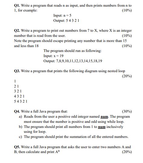 Solved Q1 Write A Program That Reads N As Input And Then Chegg