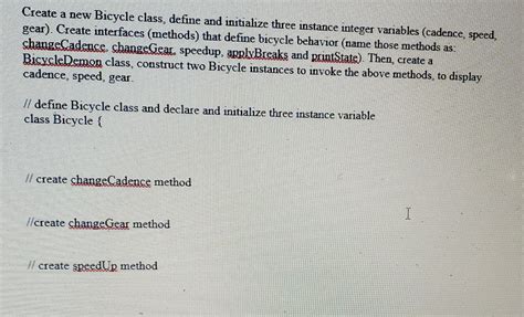 Solved Create A New Bicycle Class Define And Initialize