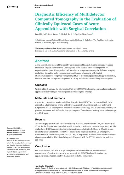 Pdf Diagnostic Efficiency Of Multidetector Computed Tomography In The