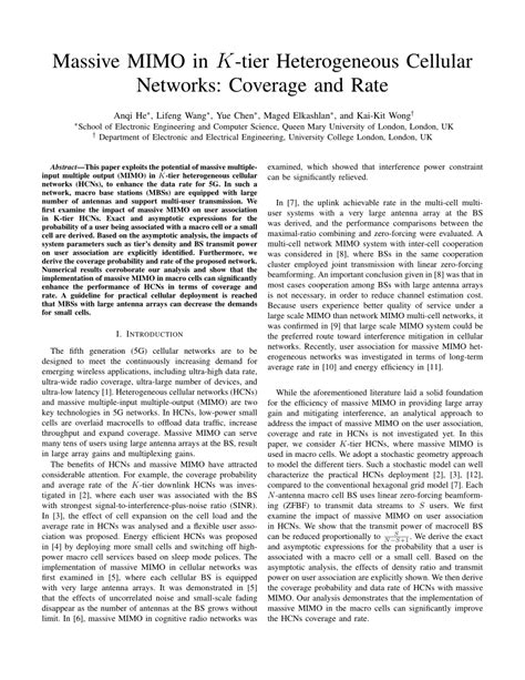 Pdf Massive Mimo In K Tier Heterogeneous Cellular Networks Coverage And Rate