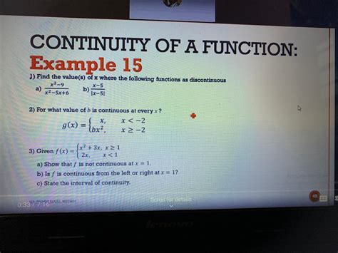 Solved CONTINUITY OF A FUNCTION Example Find The Chegg Com