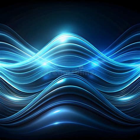 Deep Black And Blue Background With Fluid Electric Cyan Glowing Waves