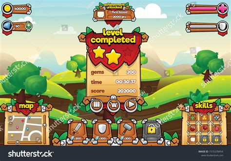 Set User Interface Elements Medieval Theme Stock Vector Royalty Free