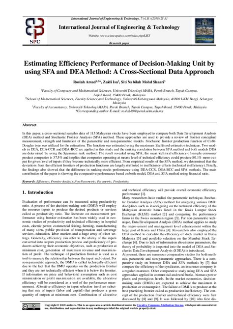 Pdf Estimating Efficiency Performance Of Decision Making Unit By