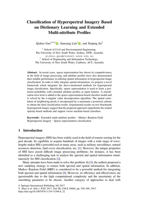Pdf Classification Of Hyperspectral Imagery Based On Dictionary