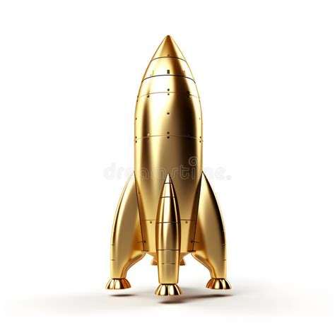 Golden Rocket Space Ship Isolated On White Background Ai Generated Stock Image Image Of