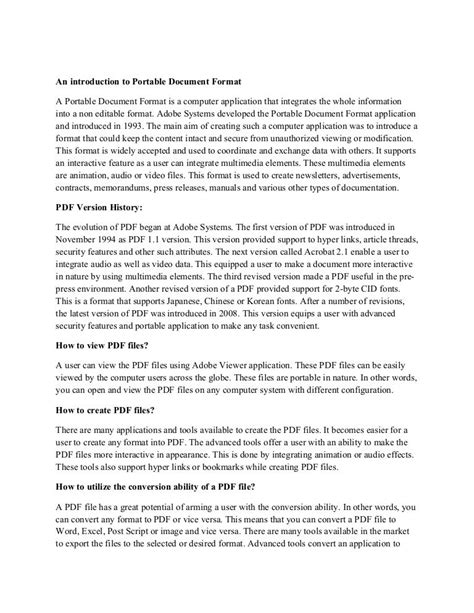 An Introduction To Portable Document Format