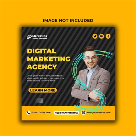 디지털 마케팅 및 기업 비즈니스 에이전시 인스타그램 배너 또는 소셜 미디어 게시물 템플릿 프리미엄 벡터