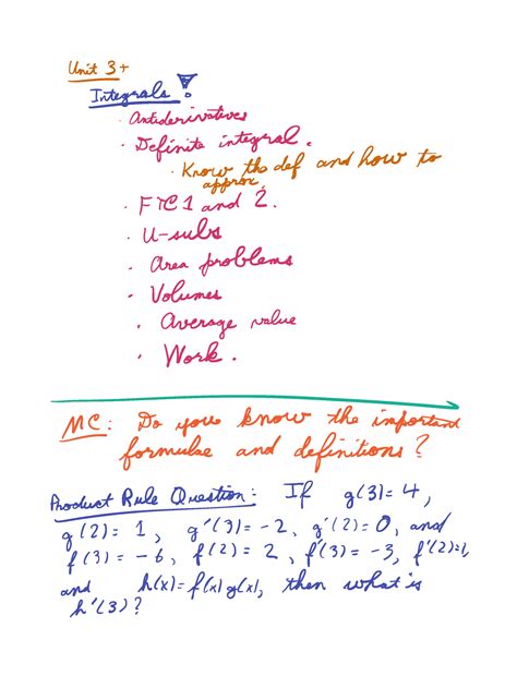 Class 42 Lecture Slides Unit Integrals 0 Antiderivatives Definite Integral Know The Def And