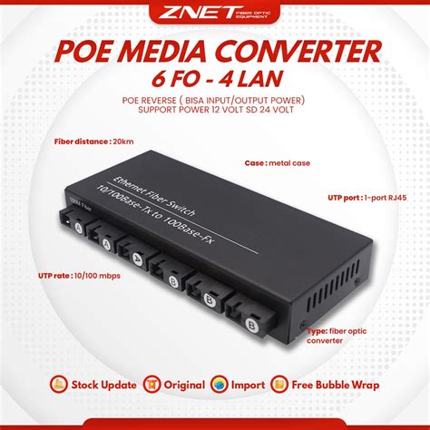 Jual Poe 6fo 2lan Media Converter Fiber Optik Konverter Switch Hub 6