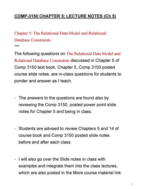 Lecture Notes Ch5 Lectures Comp 3150 Chapter 5 Lecture Notes Ch 5