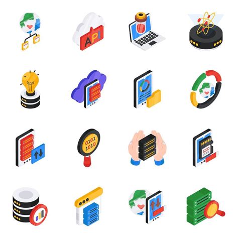 Pack Of Big Data And Data Science Isometric Icon 55337530 Vector Art At
