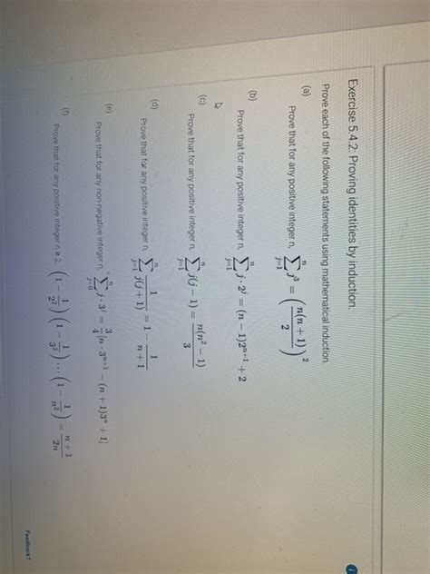 Solved Exercise Proving Identities By Induction Chegg Com
