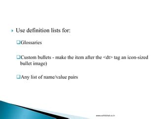 Lecture Html Lists Pdf