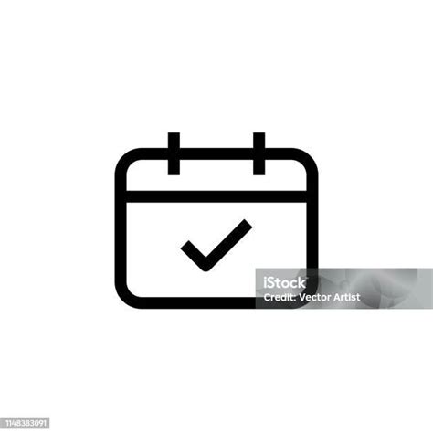 확인 된 안건 일정 아이콘 디자인 지우기 이벤트 달력 기호입니다 간단한 깨끗 한 라인 아트 전문 비즈니스 관리 개념 벡터 일러스트 레이 션 디자인 0명에 대한 스톡 벡터