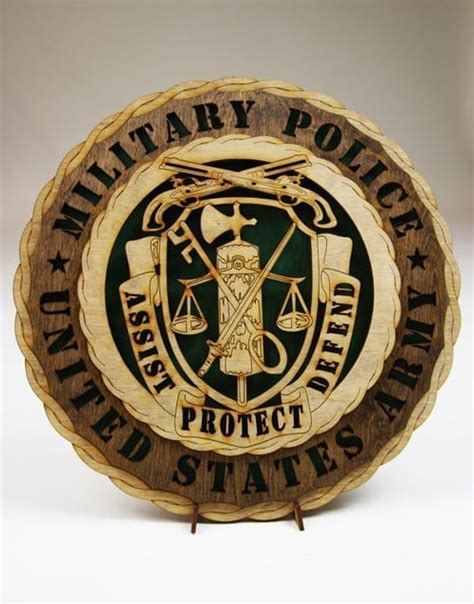 Custom Laser Accents Mp Regimental Crest Wooden Art Military Police Regimental Association