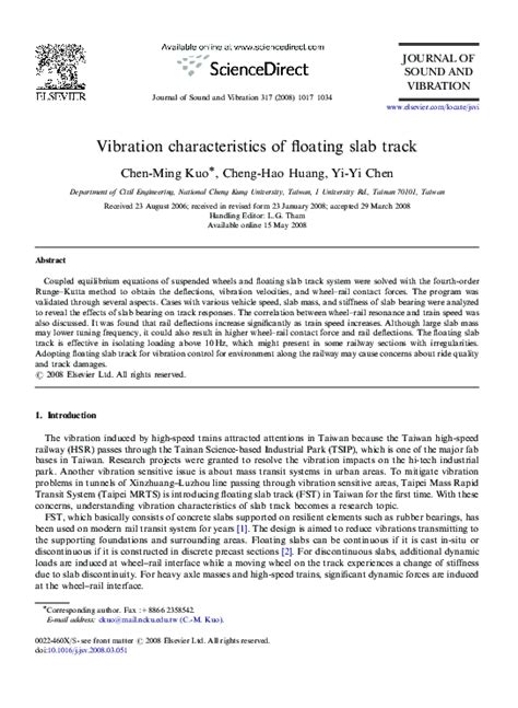 Pdf Vibration Characteristics Of Floating Slab Track