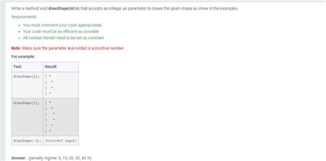 Solved Write A Method Void DrawShape Int N That Accepts An Chegg